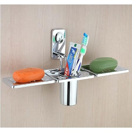 FORTUNE Stainless Steel 3 in 1 Soap Dish/Toothbrush Holder/Soap Stand ...