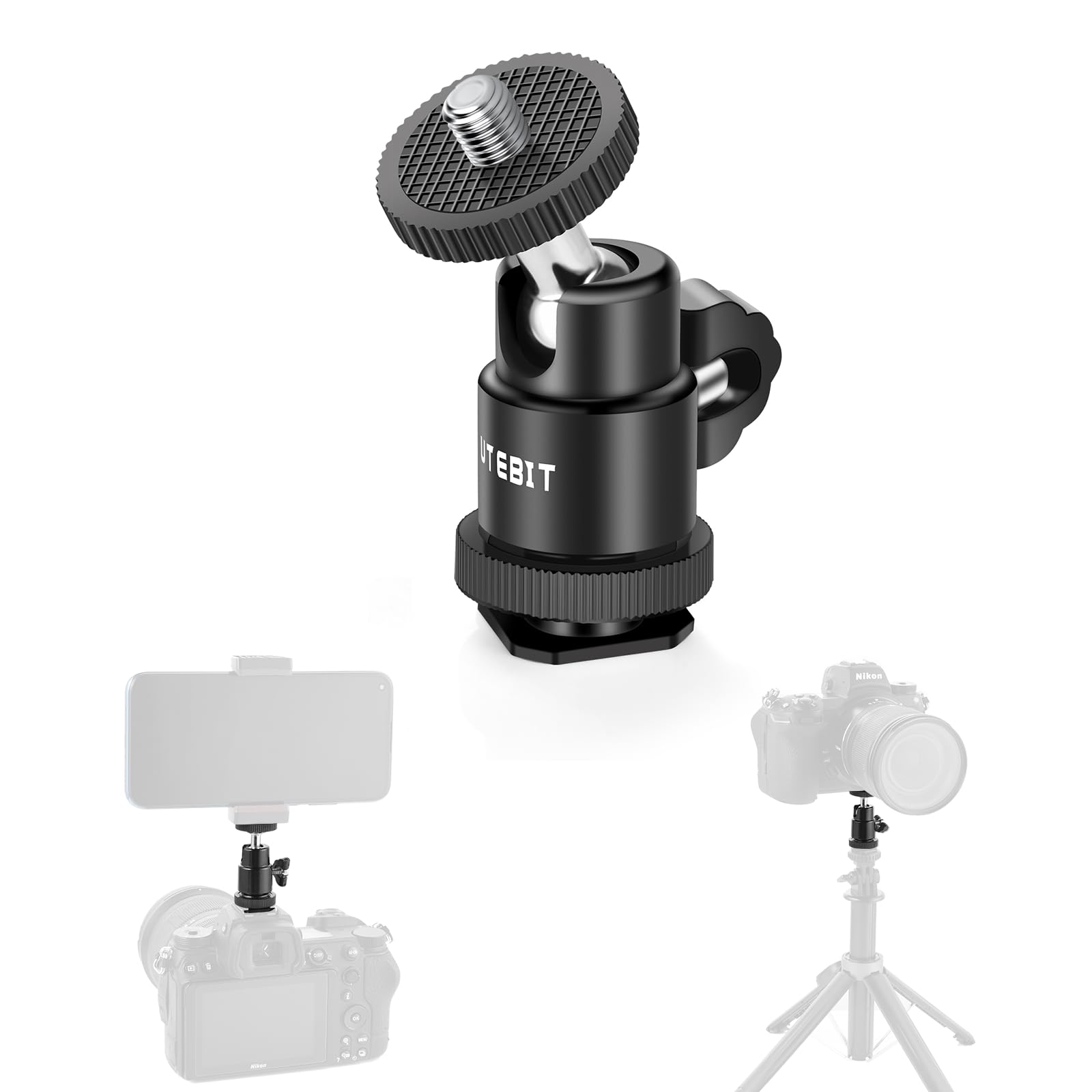 Amazon.com: 12MM Tripod Ball Head, UTEBIT 360° Rotatable Metal Mini ...