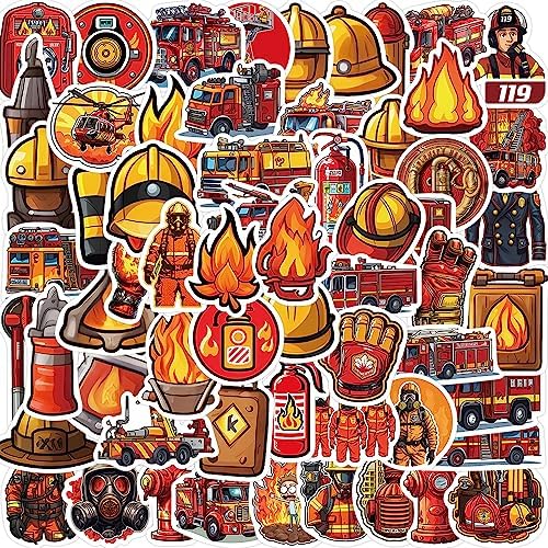 Amazon.com: 61PCS Fireman Stickers, Fire Truck Stickers, Fire Hydrant ...