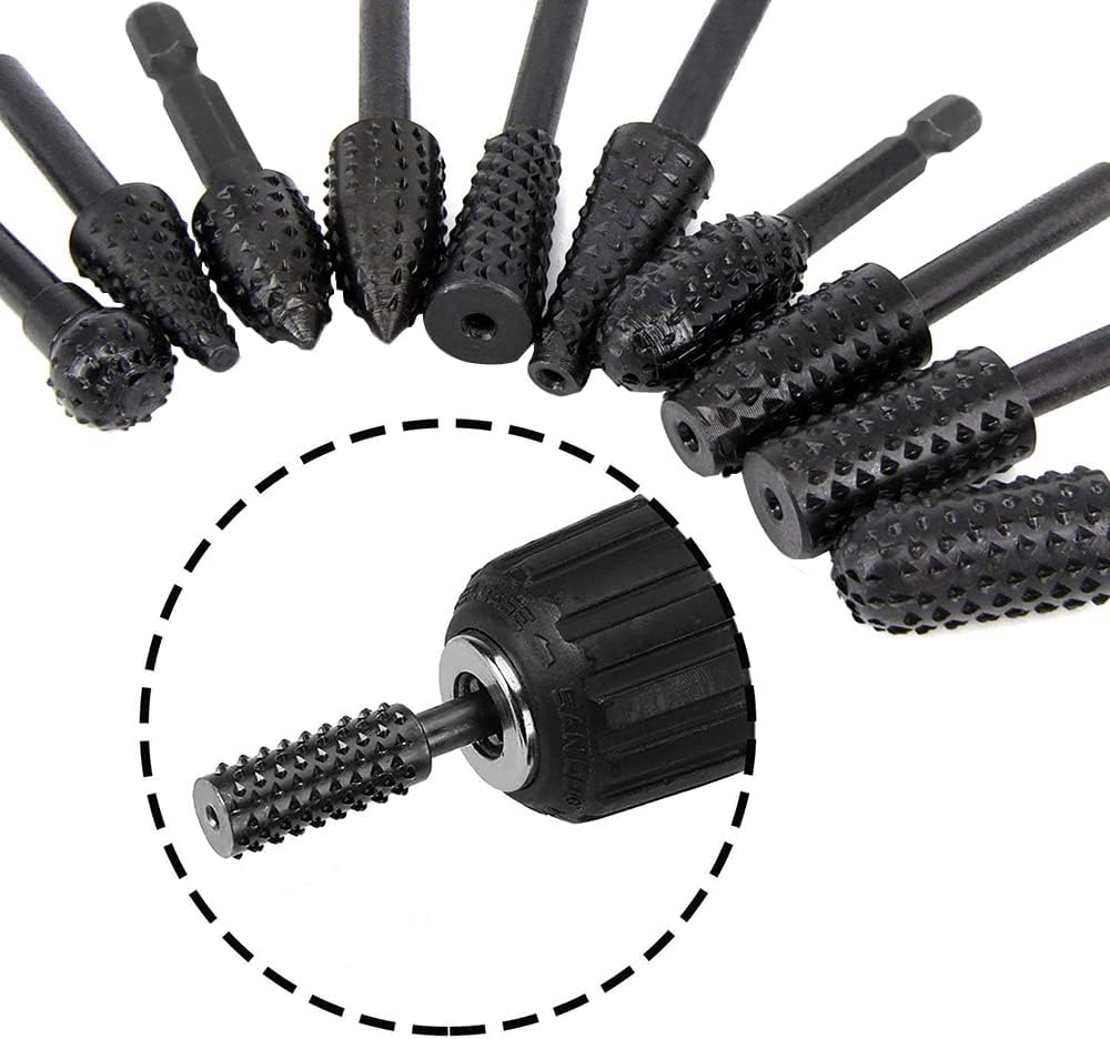 Eyech Juego de 10 piezas de escofina rotativa para tallar madera ...