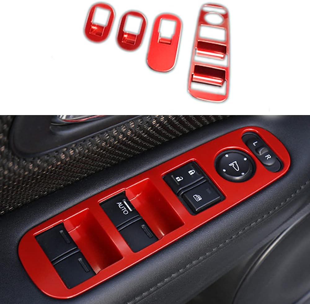 Amazon.com: CEBAT 4PCS ABS Red Inner Car Automobile Window Switch Panel ...