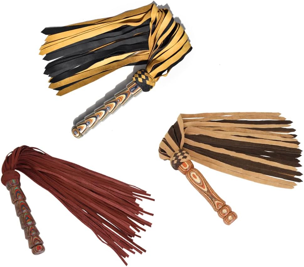 Amazon.com: Real Leather 3 Floggers Set for Adults Couple Laminated ...