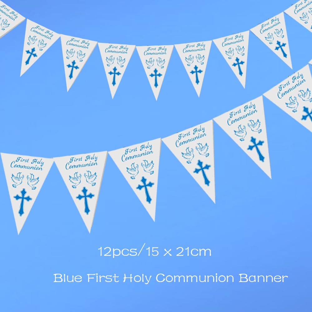 Blue Holy Communion Decorations, 25pcs Boy First Communion Decorations ...
