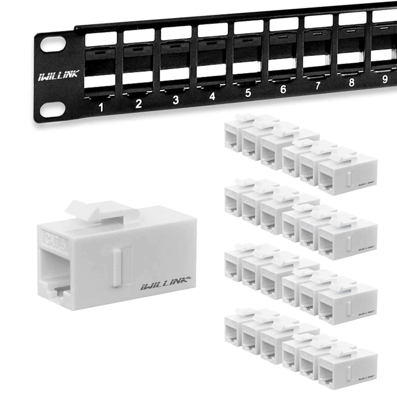 Amazon.com: iwillink 24 Port Blank Keystone Patch Panel with (12-Pack ...