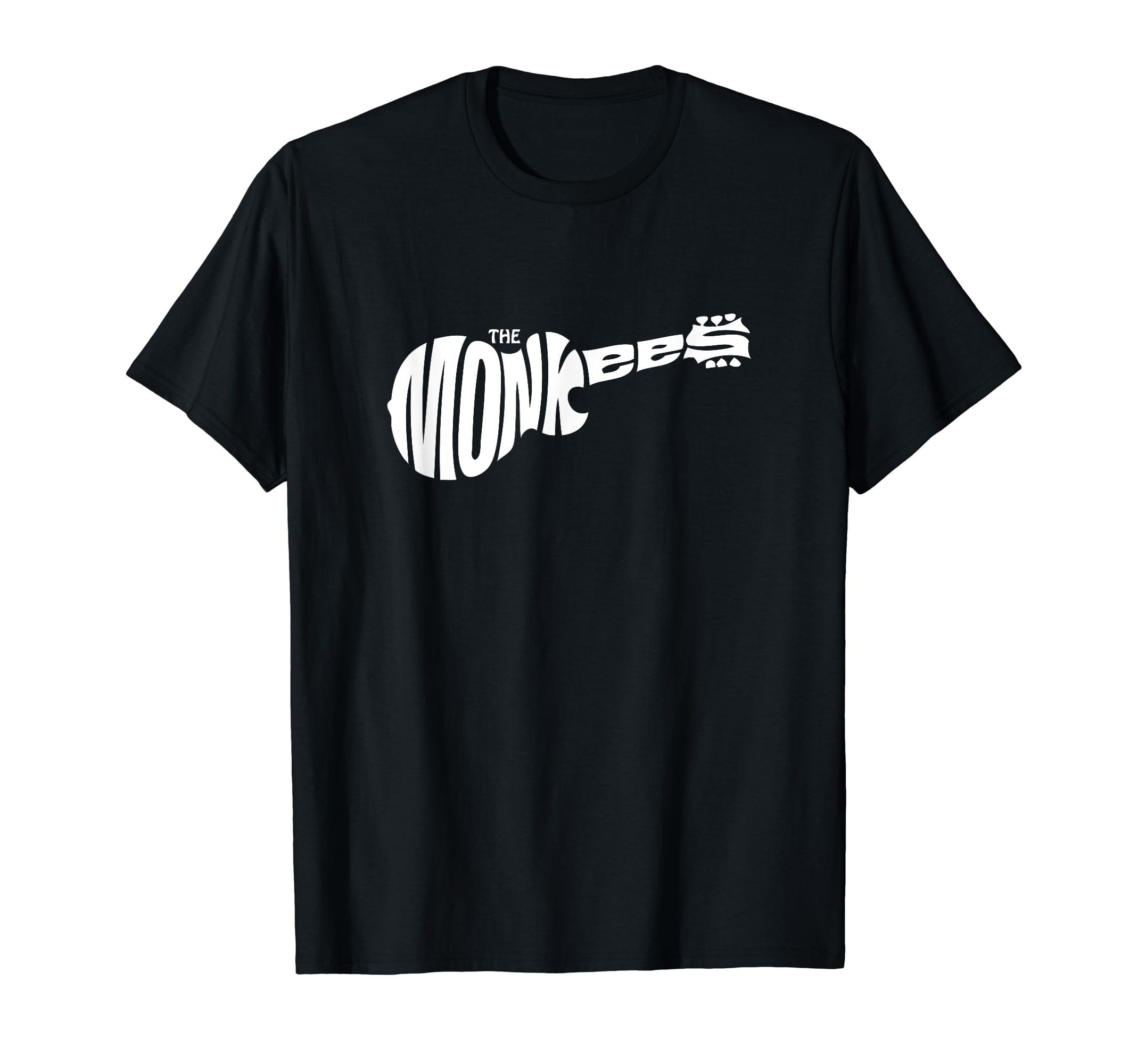 Amazon.com: The Monkees Classic White Guitar Logo Black T-Shirt ...