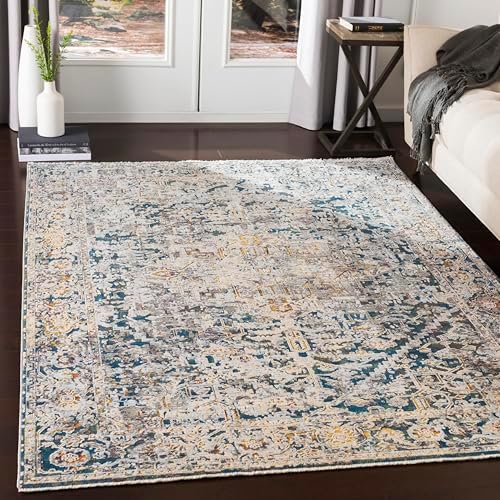 Amazon.com: Livabliss Presidential Traditional Area Rug, Blue & Ivory ...