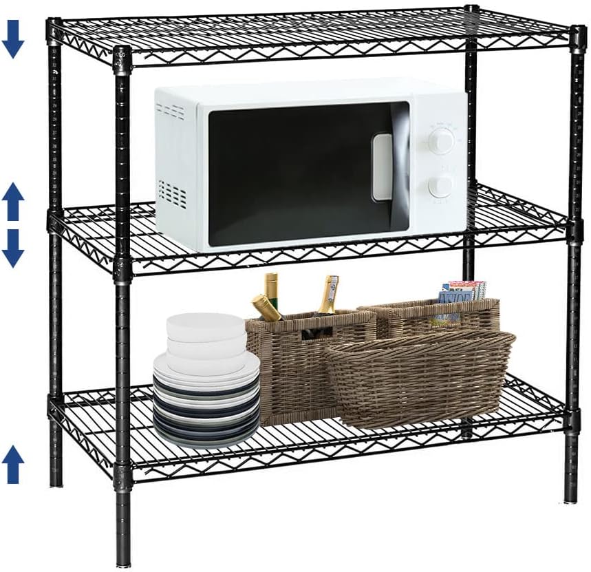 Amazon.com: BNSPLY 3 Tier Wire Shelving Unit, Adjustable Wire Rack ...