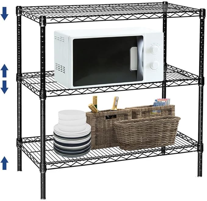 Amazon.com: 3 Tier Wire Shelving Unit, Adjustable Wire Rack, Metal ...