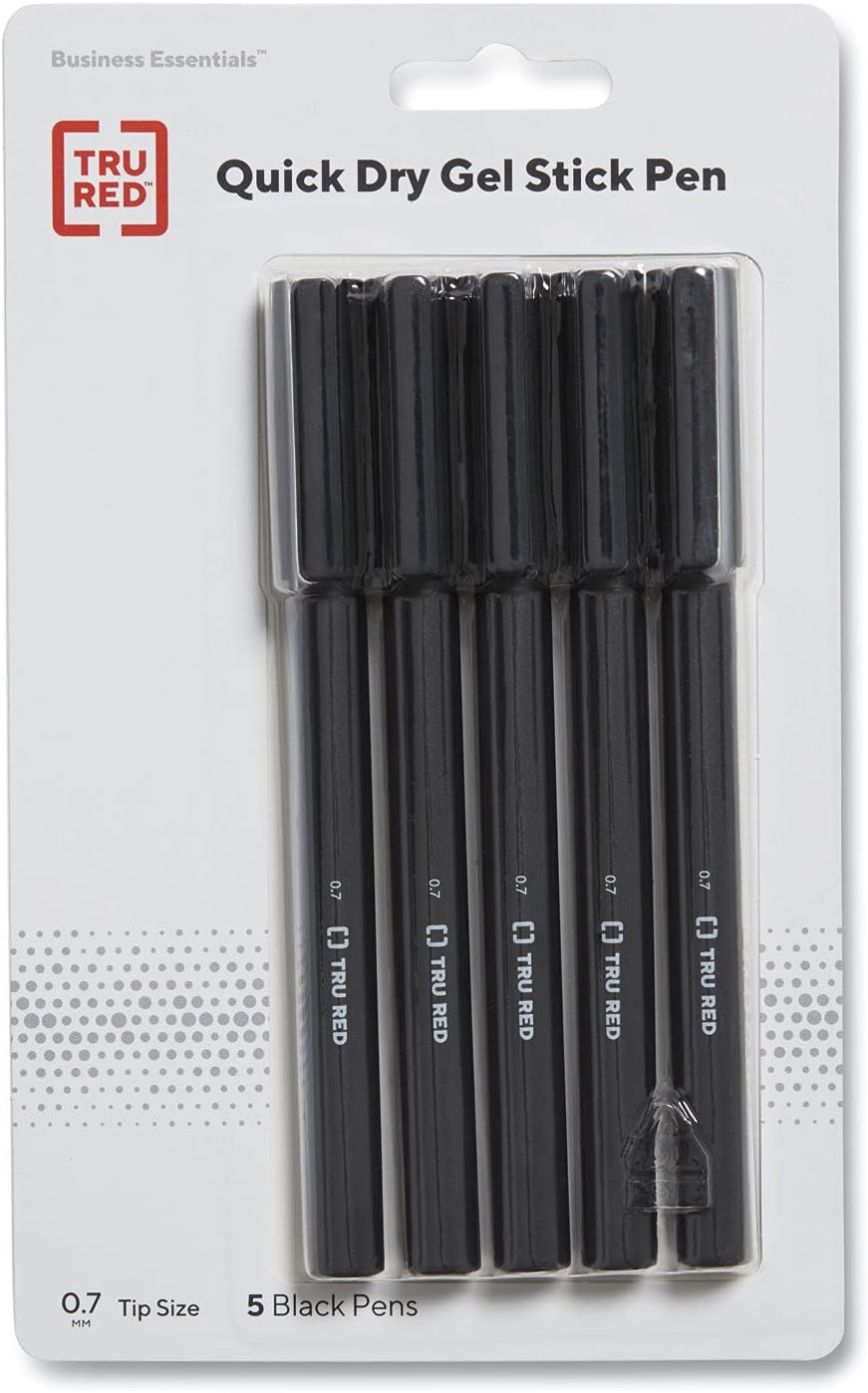 Amazon.com : STAPLES TRU RED Ballpoint Pen Fine Point 0.7mm Black Dozen ...