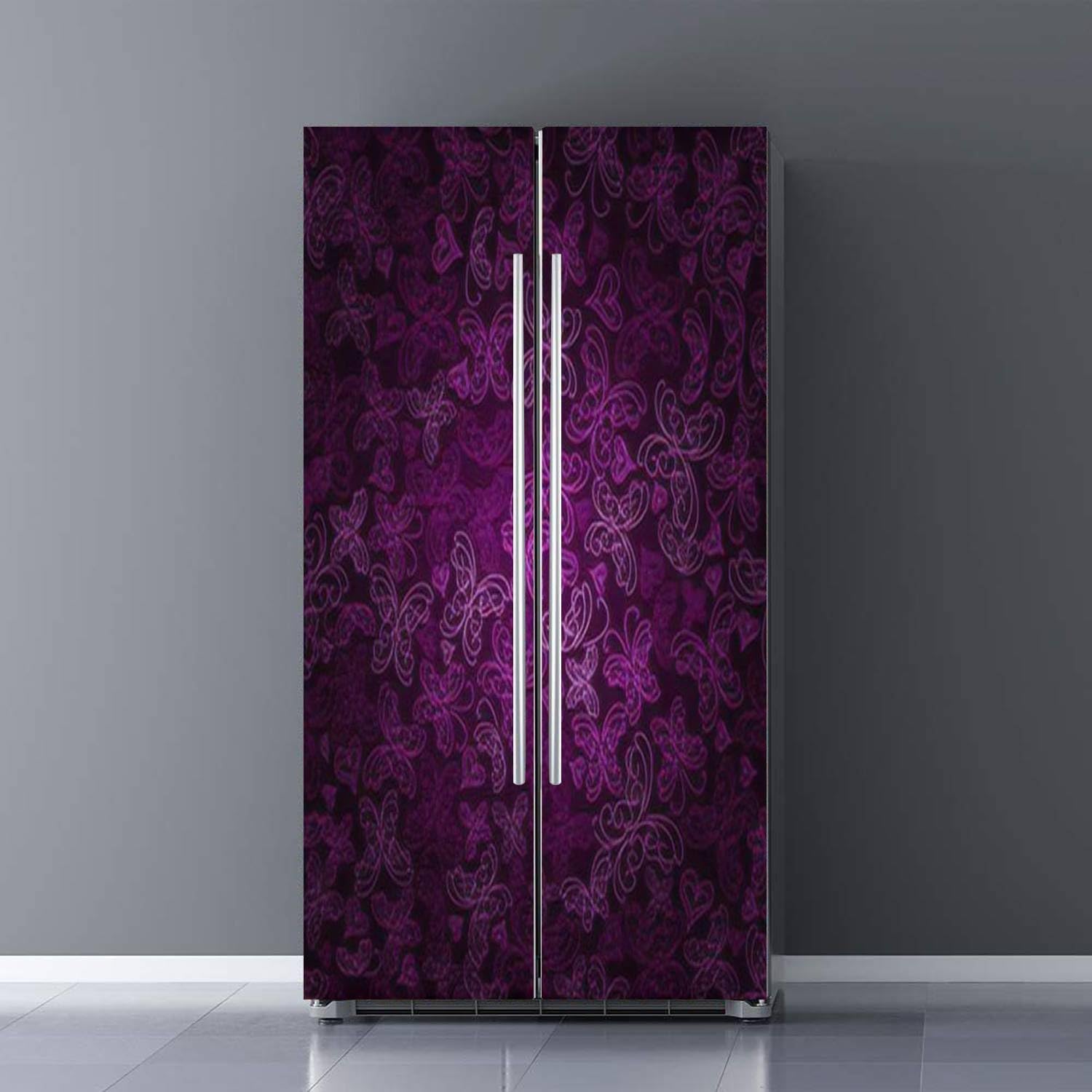 Amazon.com: Self Adhesive Vinyl Refrigerator Wrap Set Violet Butterfly ...