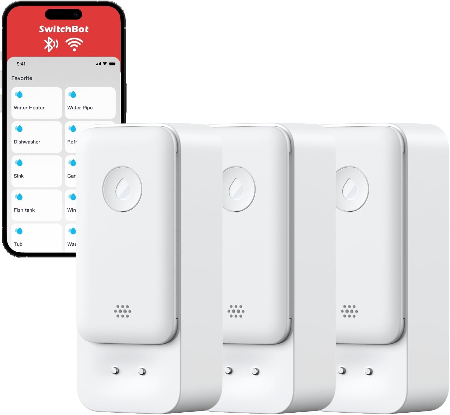 SwitchBot WiFi Water Sensor 1 Pack, Smart Water Leak Detector, 100dB ...