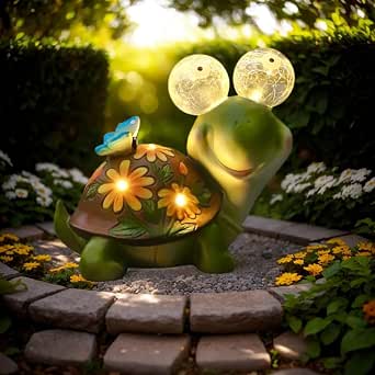 ASTRAEUS Solar Turtle Statue Garden Light Figurine Outdoor Decor with 5 ...