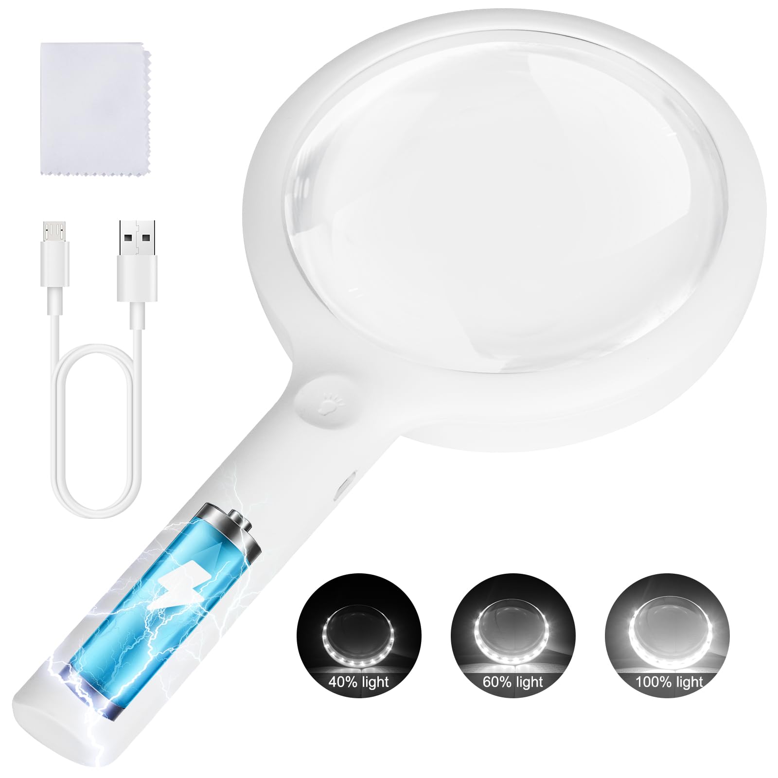 Amazon.com: 30X Charge Magnifying Glass with Light, NUEYiO 4.33Inch ...