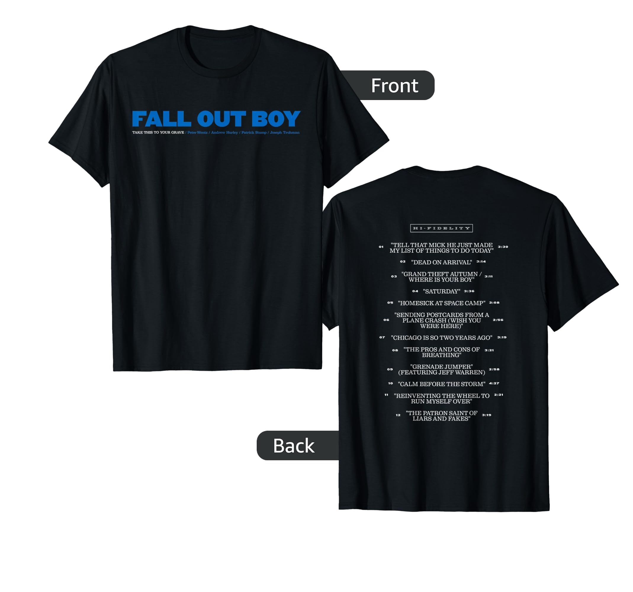 Amazon.com: Fall Out Boy - Take This To Your Grave 20th Anniversary T-Shirt : Clothing, Shoes ...
