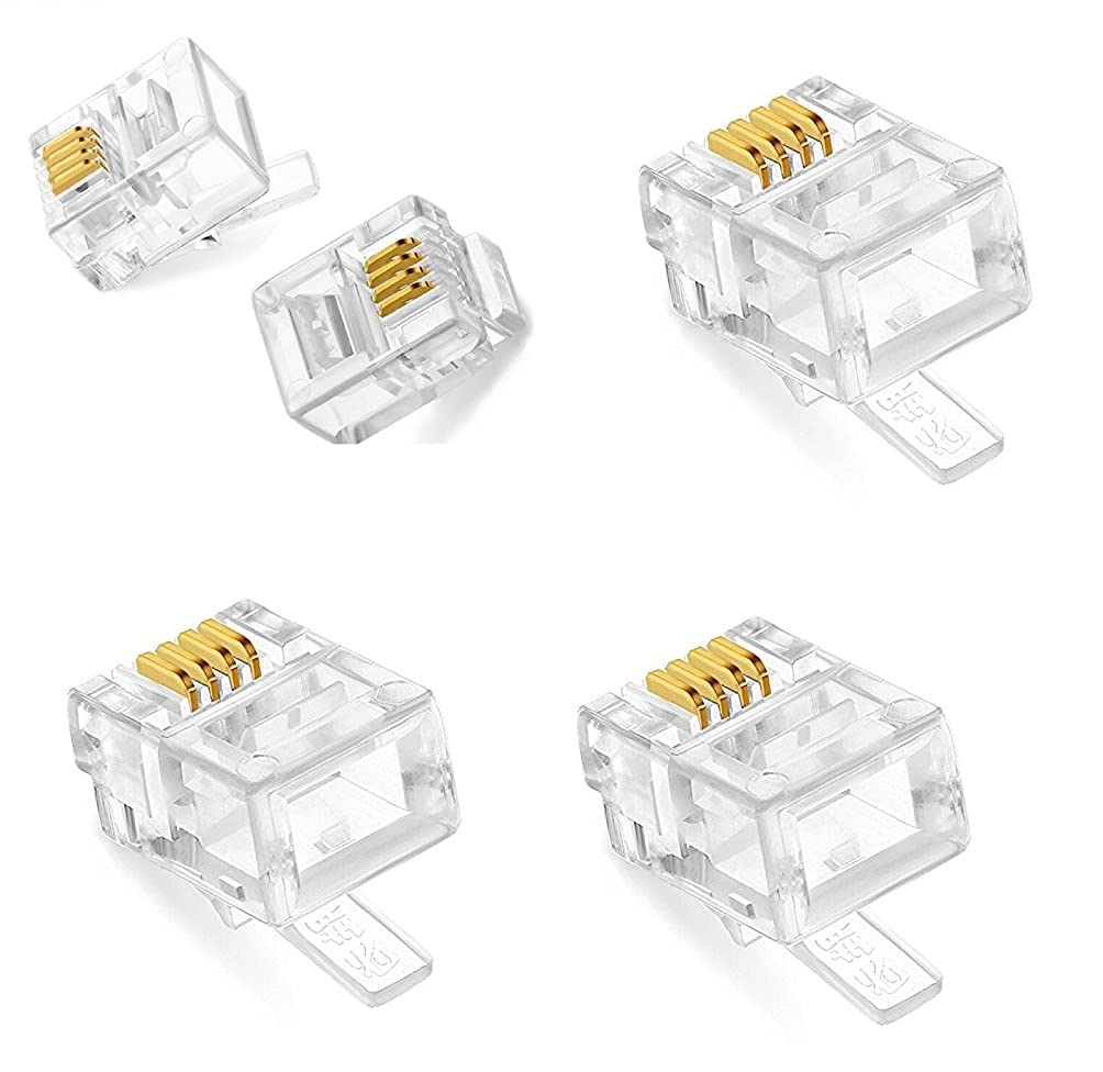 Fdealz 5 Pieces 6P4C RJ11 Modular Transparent Male Plug Connector for ...