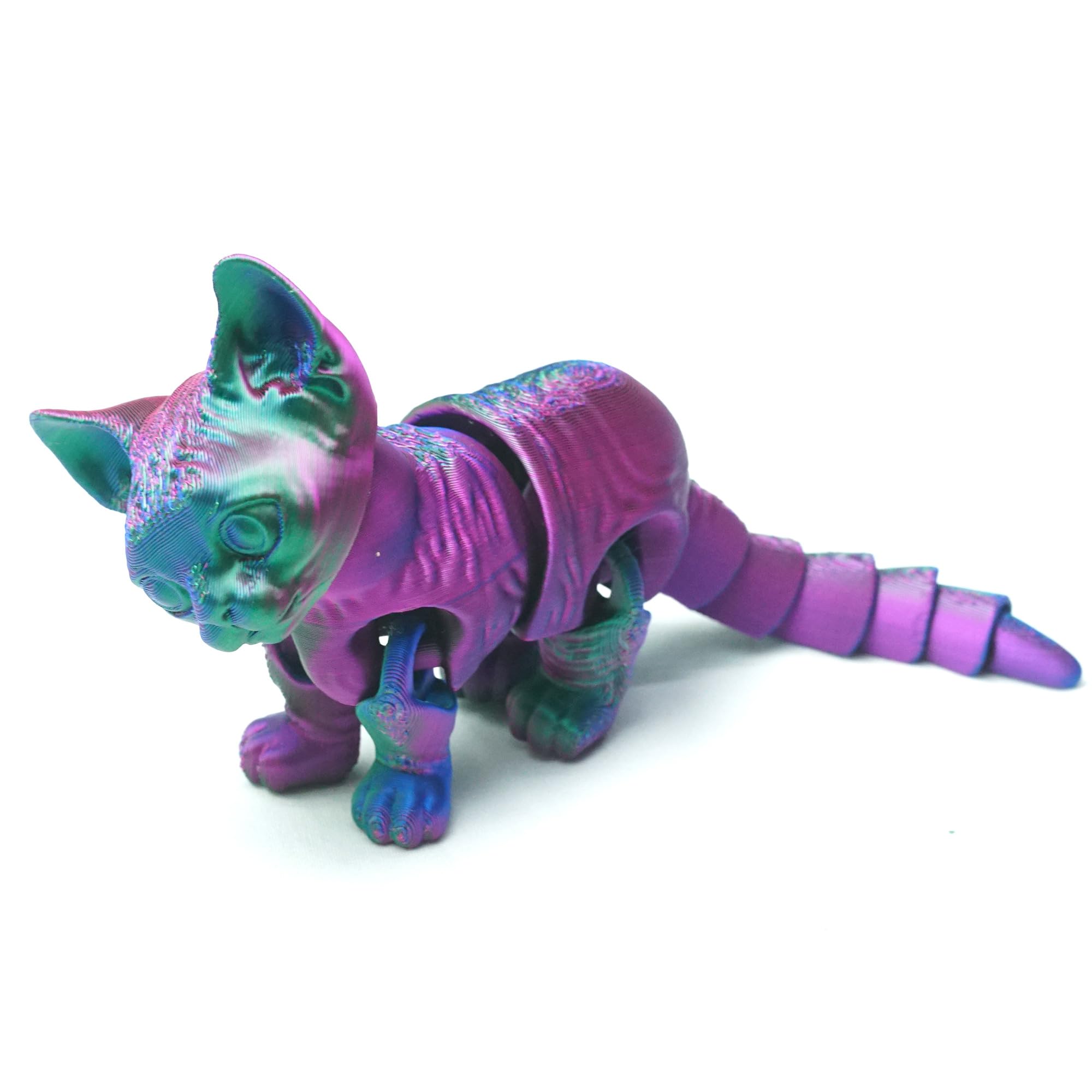 Cute 3D Printed Cat Flexi Fidget Figurine, 3D Printed Keychain ...