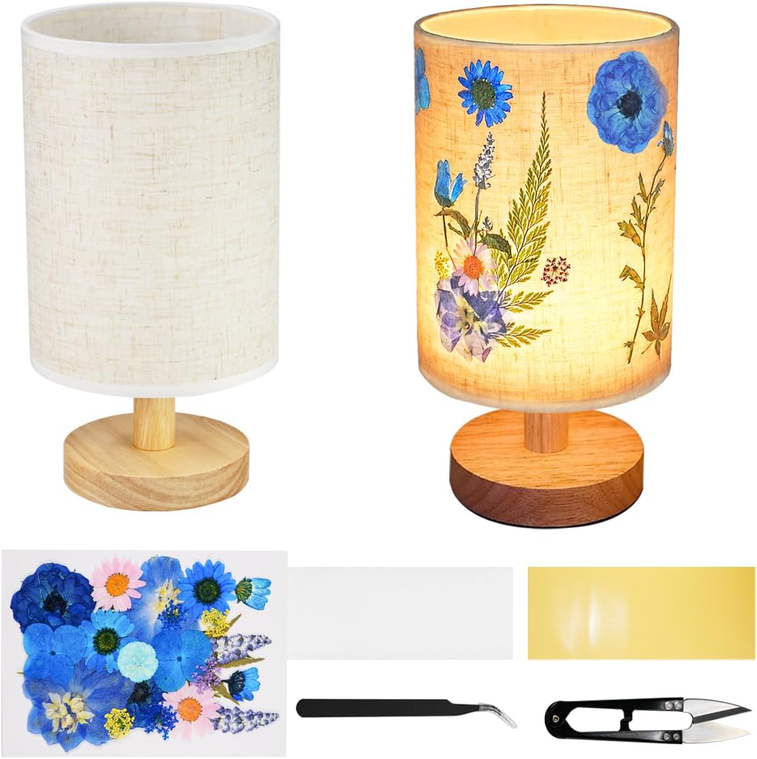 Amazon.com: Xmpmrb Dried Flowers Table Lamp，Handmade DIY Pressed Nature ...