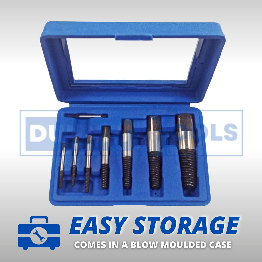 Dunnet Tools 8 Piece Stud Screw Extractor Set Broken Damaged Rounded Nuts Bolts Puller Remover ...