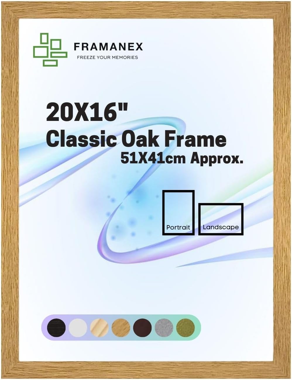 FRAMANEX Modern Dome Shape Frames | Oak Colour 20X16 Picture Photo ...