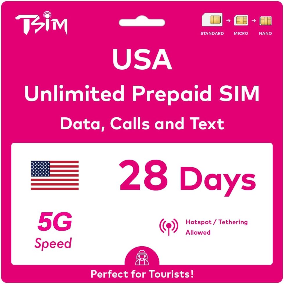 USA Prepaid SIM Card (T-Mobile Network) - Unlimited 5G/4G Data in USA ...