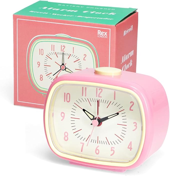 Pink Retro Alarm Clock : Amazon.co.uk: Home & Kitchen