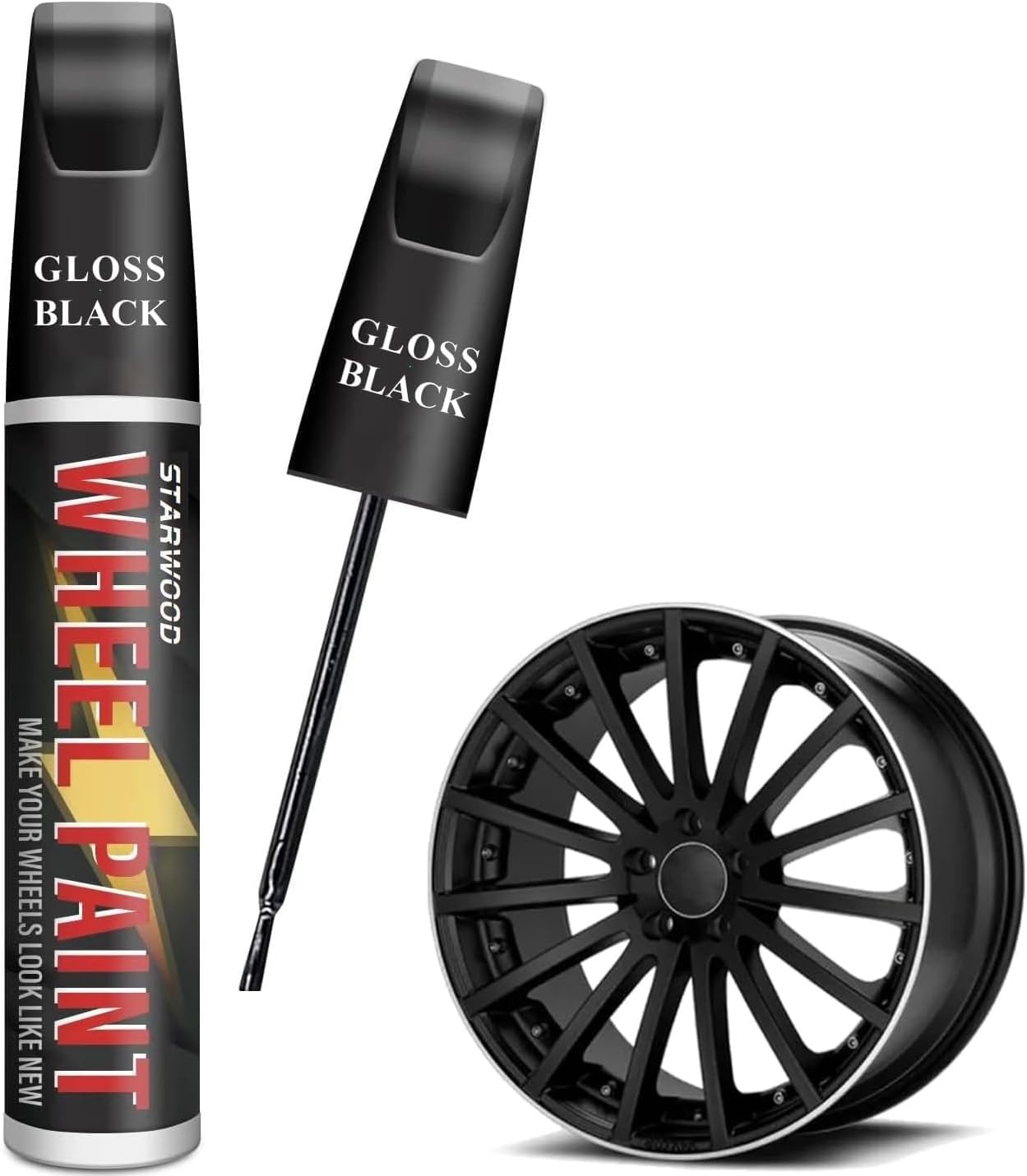 STR Gloss Black Rim Touch Up Paint, Wheel Repair Paint Quick And Easy ...