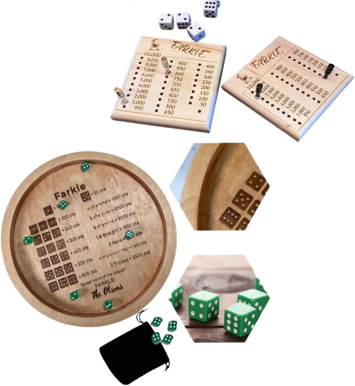 Dice Games For Adults Farkle Classic Dice Game – Wooden Dice Tray Set ...