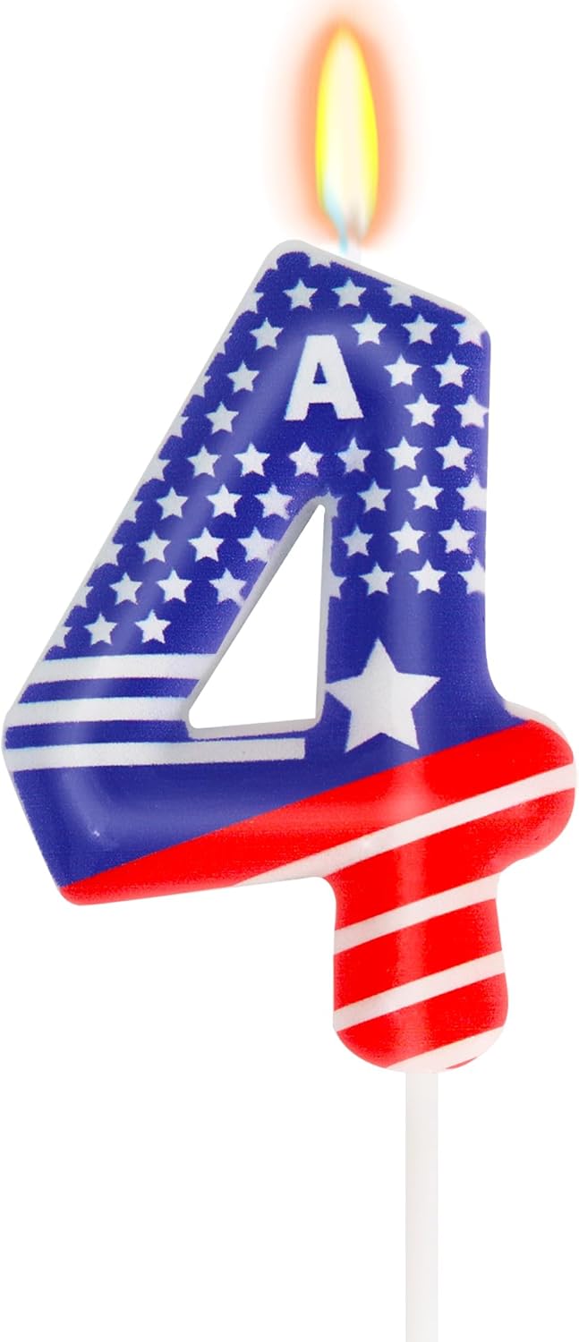 Amazon.com: 4th Birthday Candles for Boys Girls, Red Blue White Captain ...