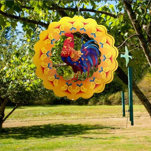 Amazon.com: Juexica 2 Pcs Rooster Metal Wind Spinners 12 Inch 3D ...