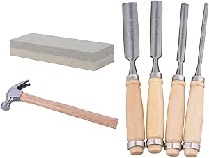 logyues Woodworking Half Round Chisel Set with Storage Bag and Grinding ...