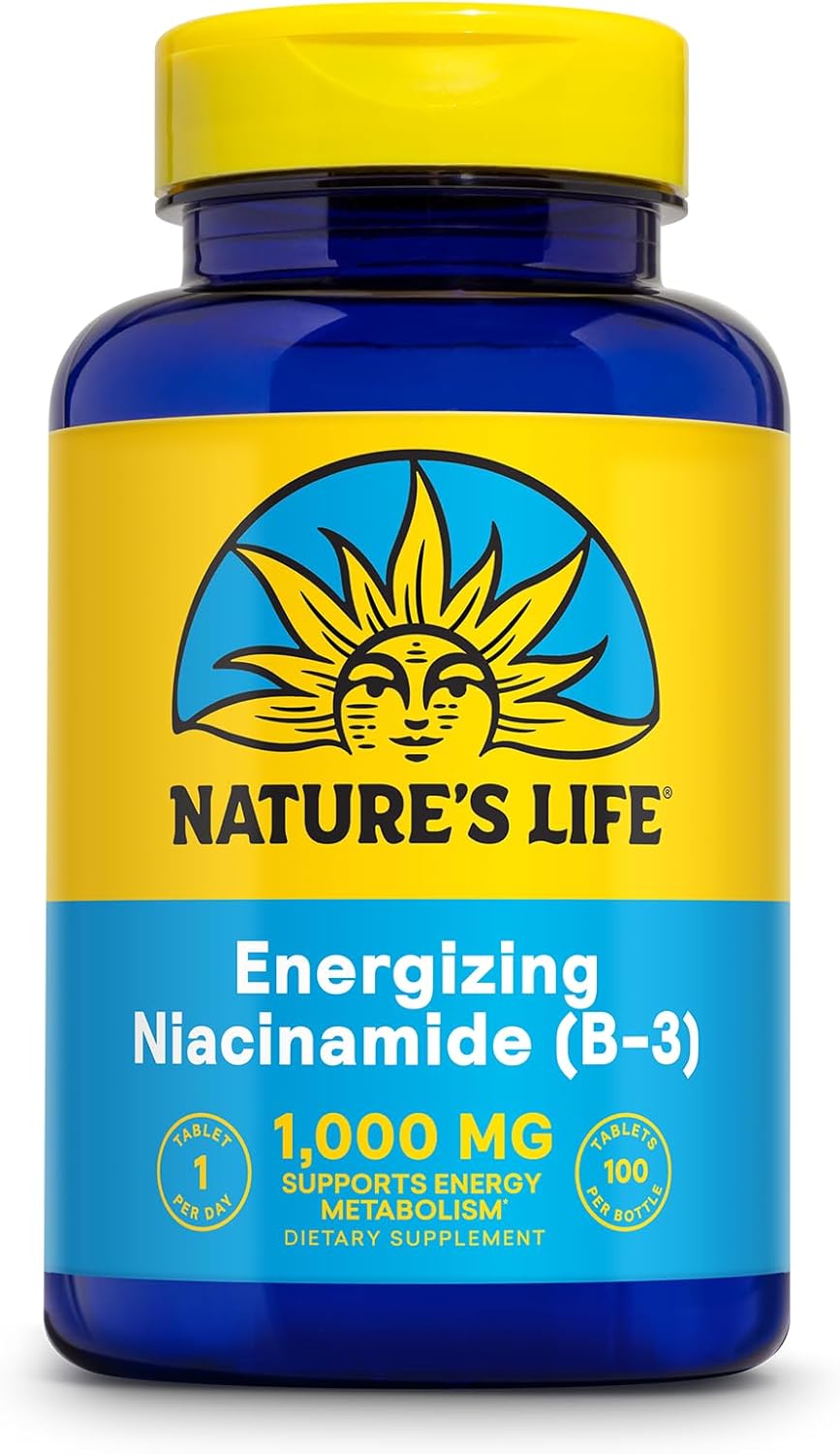 Nature's Life Niacinamida Energizante, Vitamina B3 1000Mg - Suplemento De Niacina De Alta ...