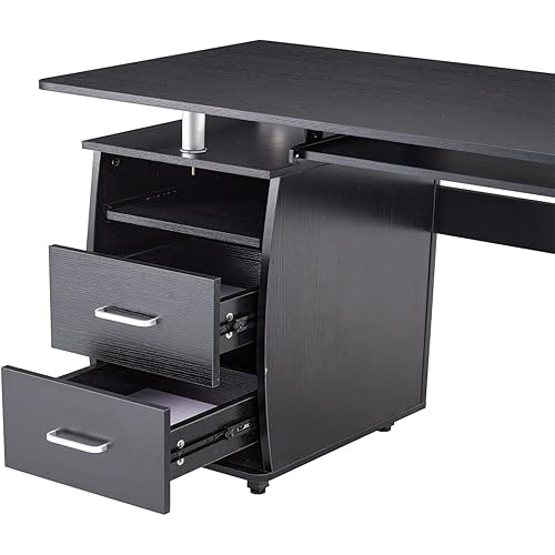 Amazon.com: VERYKE Computer Desk with 2 Drawers Home Writing Study ...