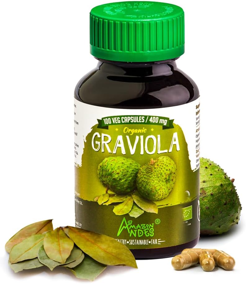 Graviola Powder Capsules - 100 Pills * 400 mg - Soursop Organic - Supplement from Peru - Vegan ...
