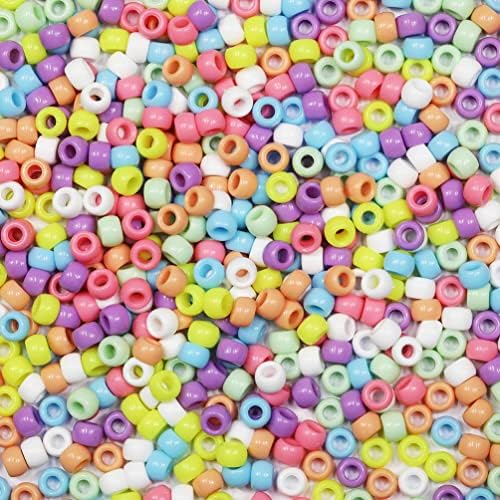 Amazon.com: Tibaoffy Crafts Candy Colors Beads 6x9mm,Pony Beads Total ...