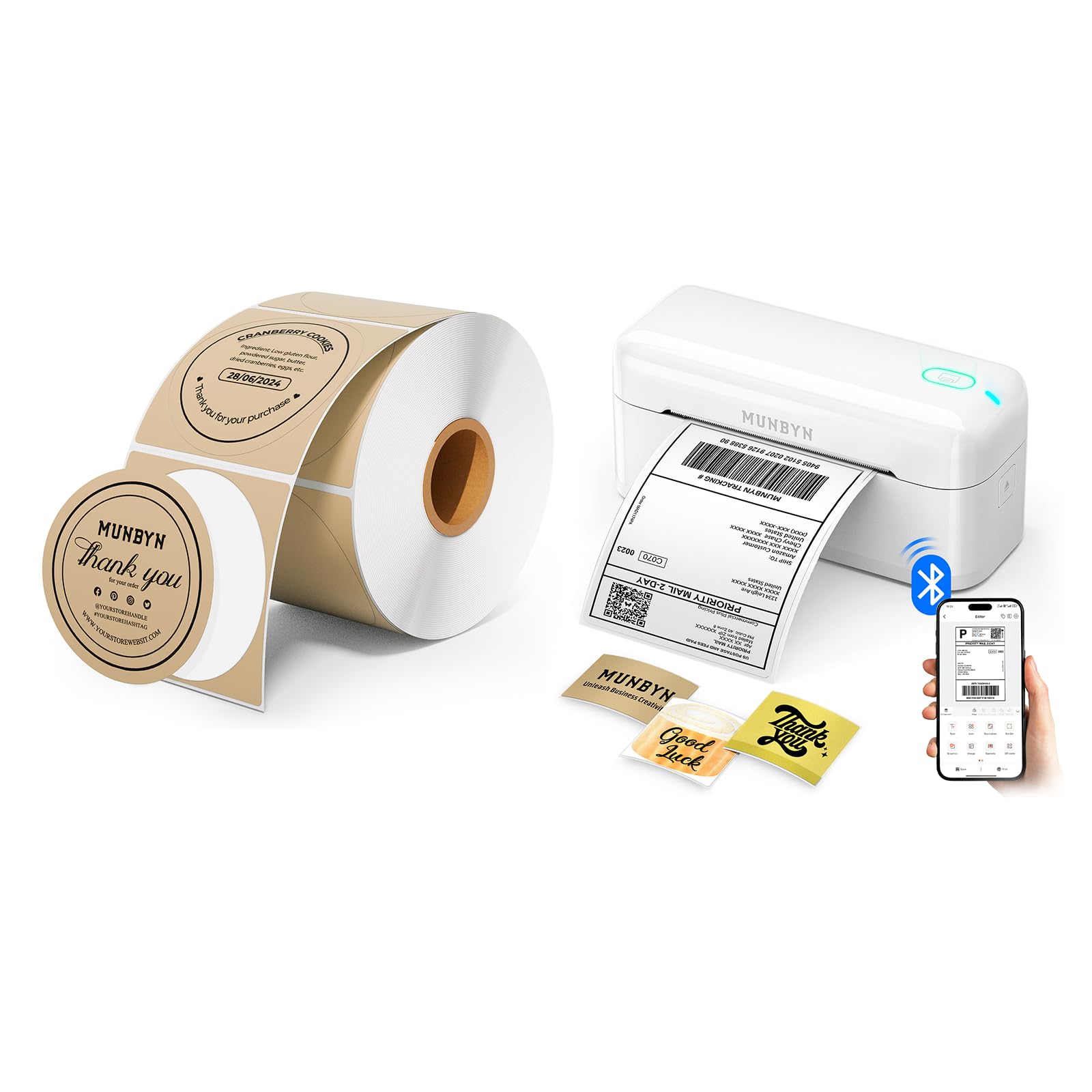 Amazon.com : 2 Inch Brown Circle Thermal Sticker Labels+RW402B ...