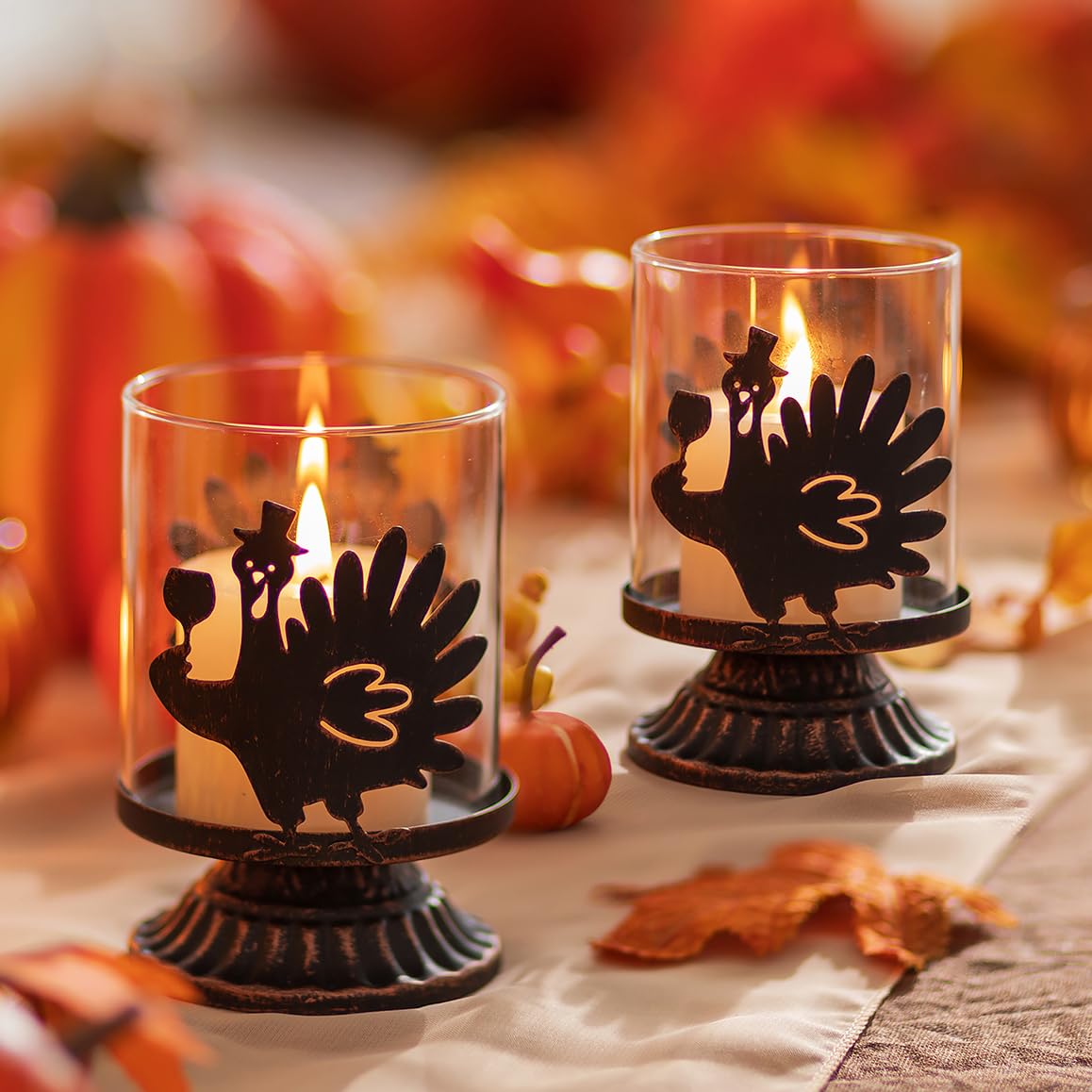 Amazon.com: Turkey Candle Holders Thanksgiving Decor - Romadedi Metal ...