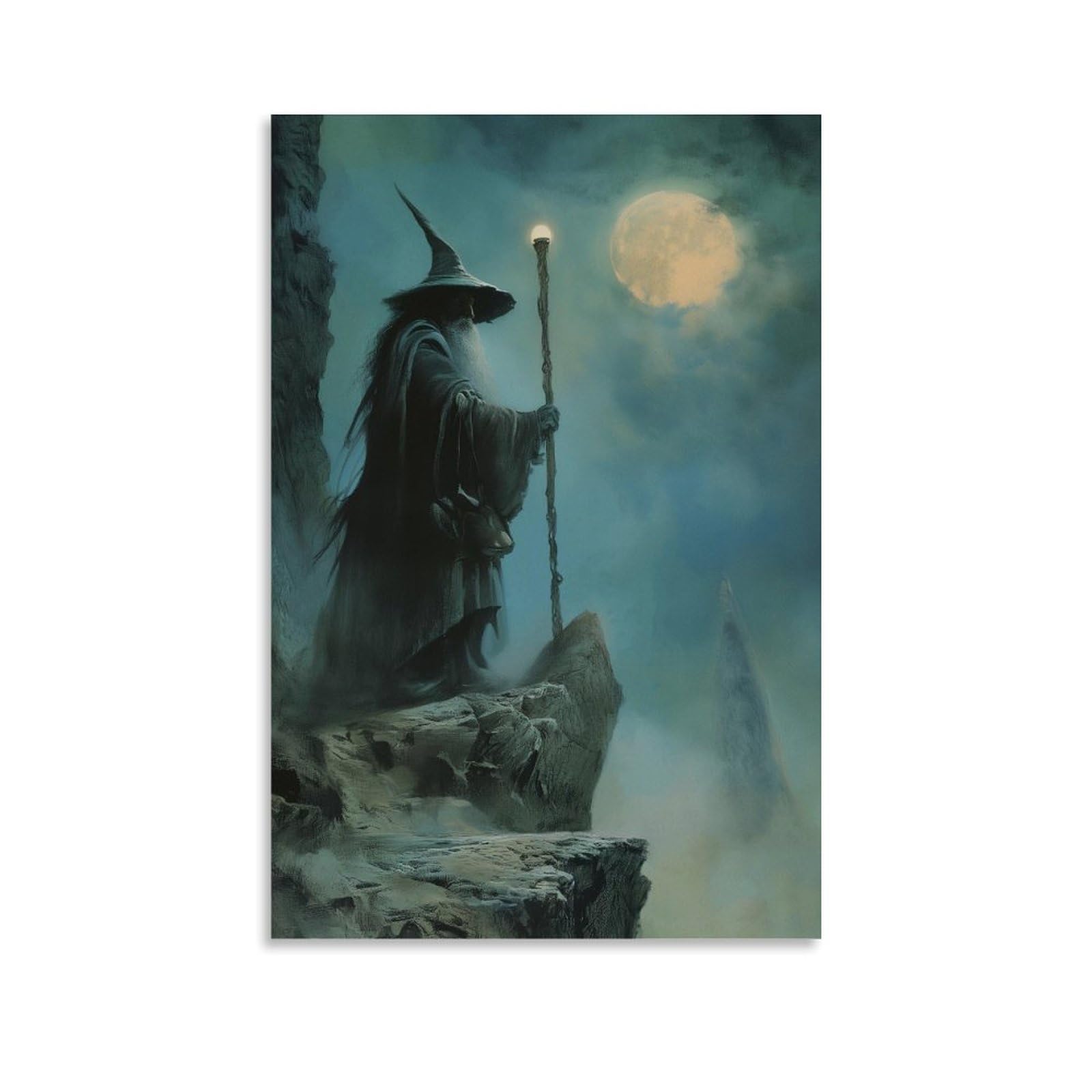 Amazon.com: Vendhui Magic Canvas Wall Art Wizard Standing By Cliff ...