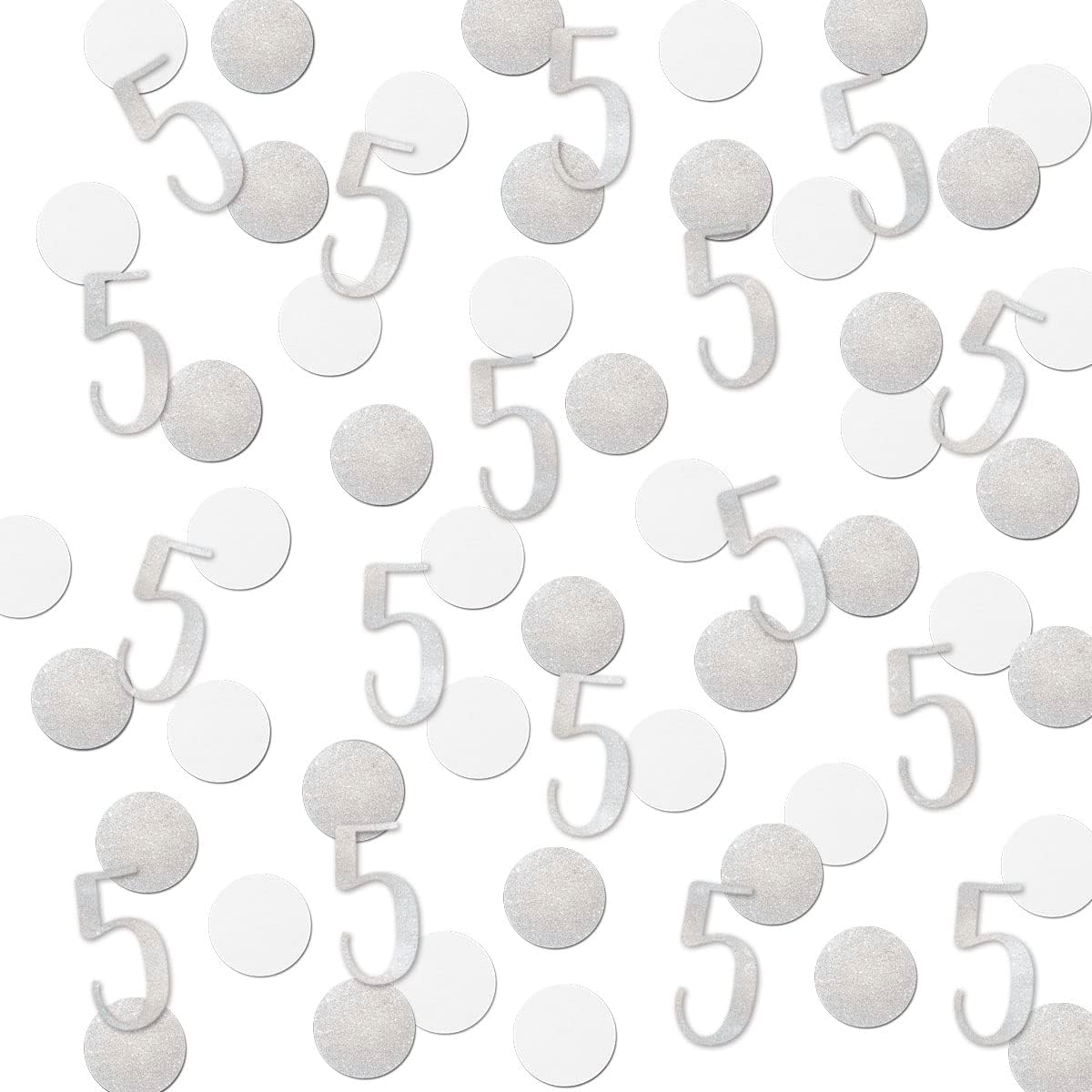Amazon.com: Silver Glitter 5 Confetti, 5th Birthday Number Confetti ...
