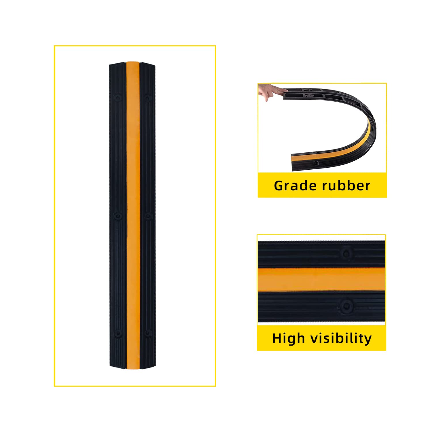 4Pack of 1Channel 39inches Rubber Cable Protector Ramp Traffic Speed ...