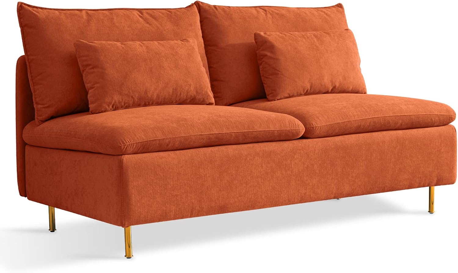 Amazon.com: 60 inch Armless Loveseat Sofa Couch, Modern Fabric Sofa ...
