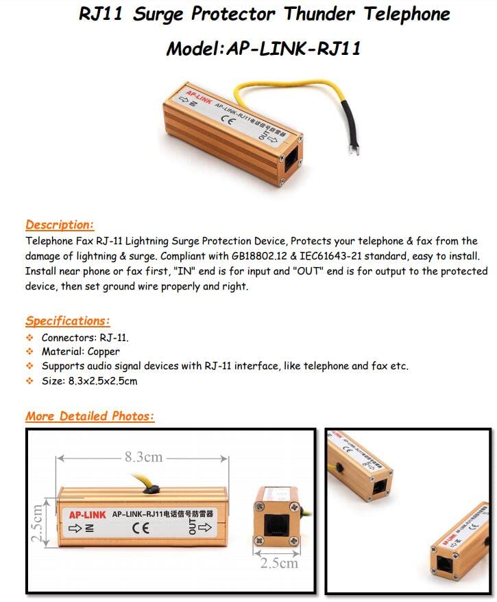 Snapklik.com : Tekit Telephone Fax RJ-11 RJ11 Surge Protector Thunder Lightning Arrester ...