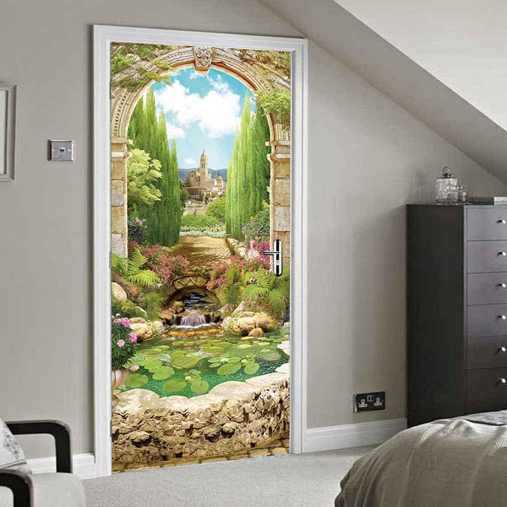 Amazon.com: TILUB Modern Wall Art 3D Door Mural Sticker, Peel and Stick ...