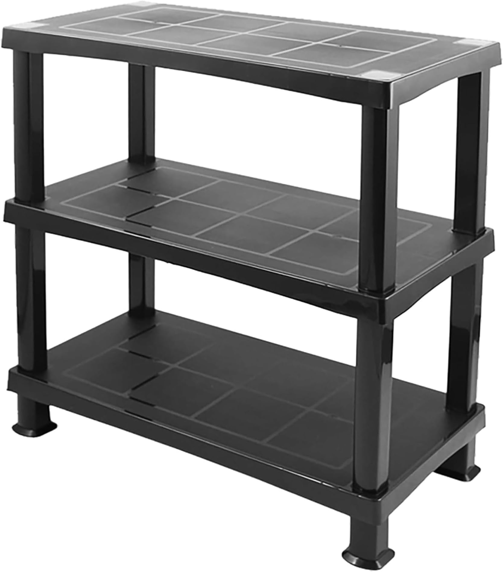 STAR SUPPLIES Multipurpose Black 3 Tier Plastic Storage Shelving Uni ...