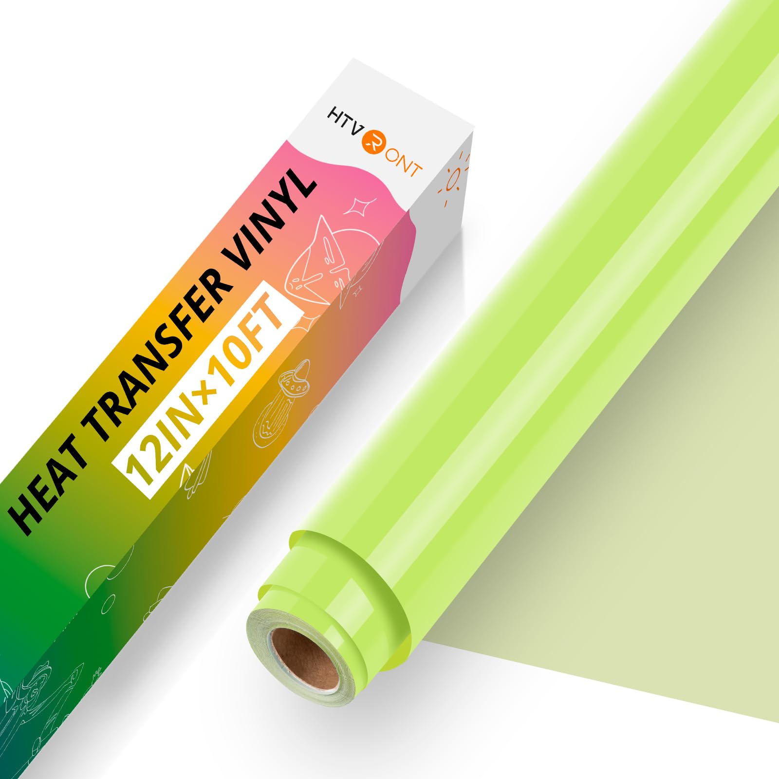 Amazon.com: HTVRONT Heat Transfer Vinyl-12" x 10FT Lime Green Iron on ...