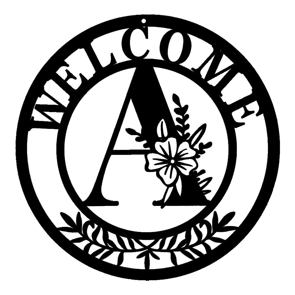 Amazon.com : Initial Welcome Sign Front Door Wreath, 12 Inch Metal ...