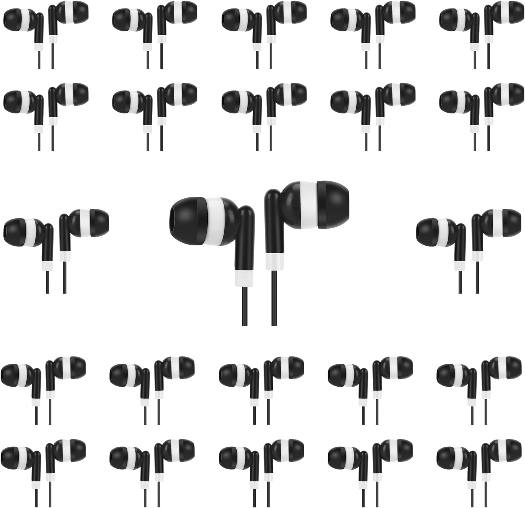 Amazon.com: Earbuds Bulk 100 Packs Black Student Headphones for ...