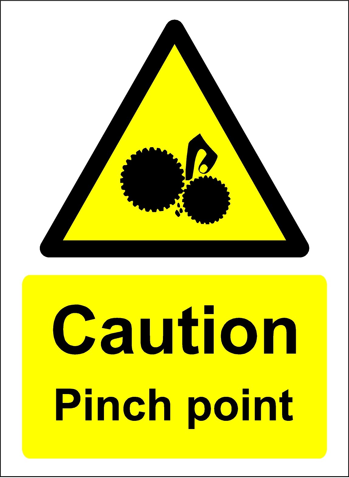 Caution Pinch Point Safety Sign - Self Adhesive Sticker 300mm x 200mm ...