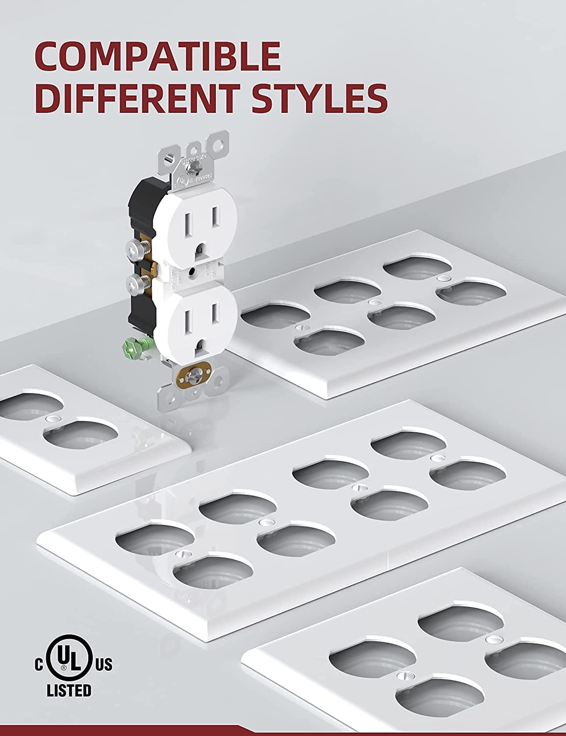Snapklik.com : 20 Pack 15A 125V Duplex Heavy-Duty Receptacle Outlet ...
