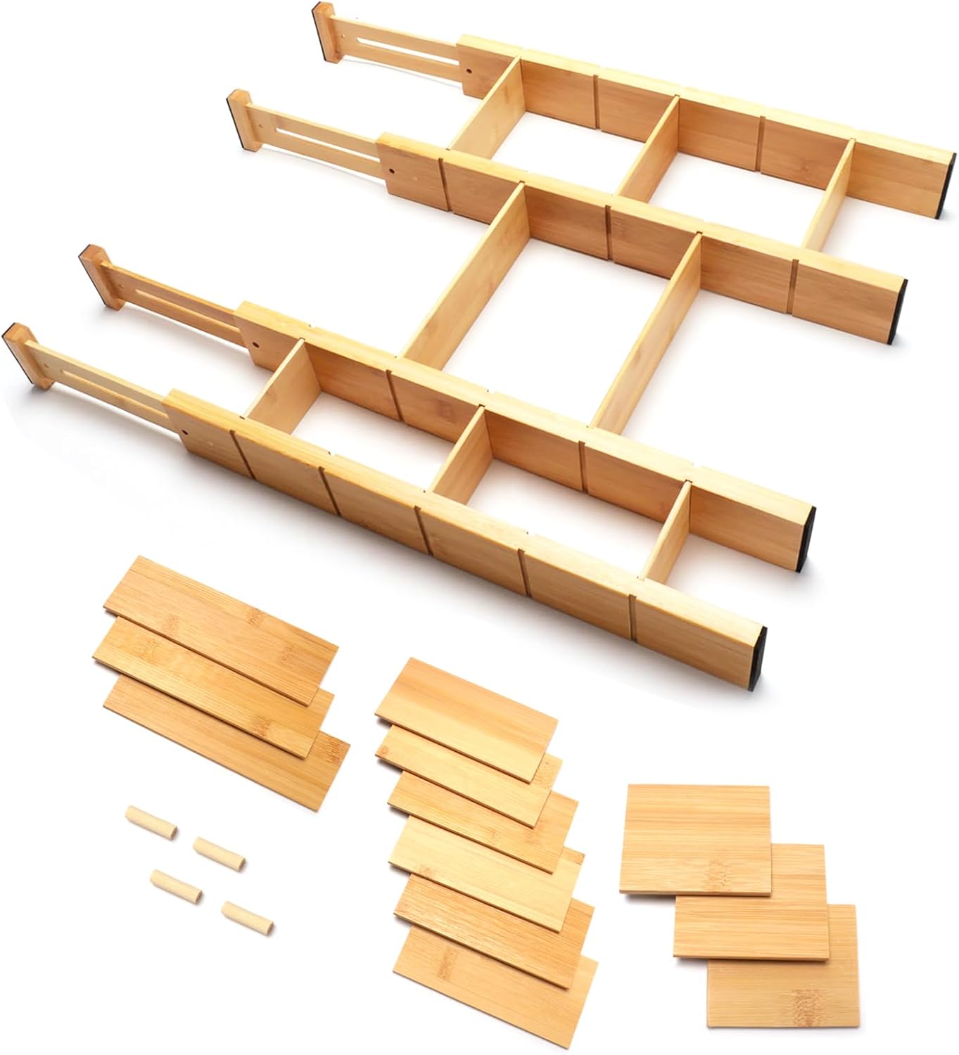 Amazon.com: SUEIANNMN 4PCS Bamboo Expandable Drawer Dividers Set with ...