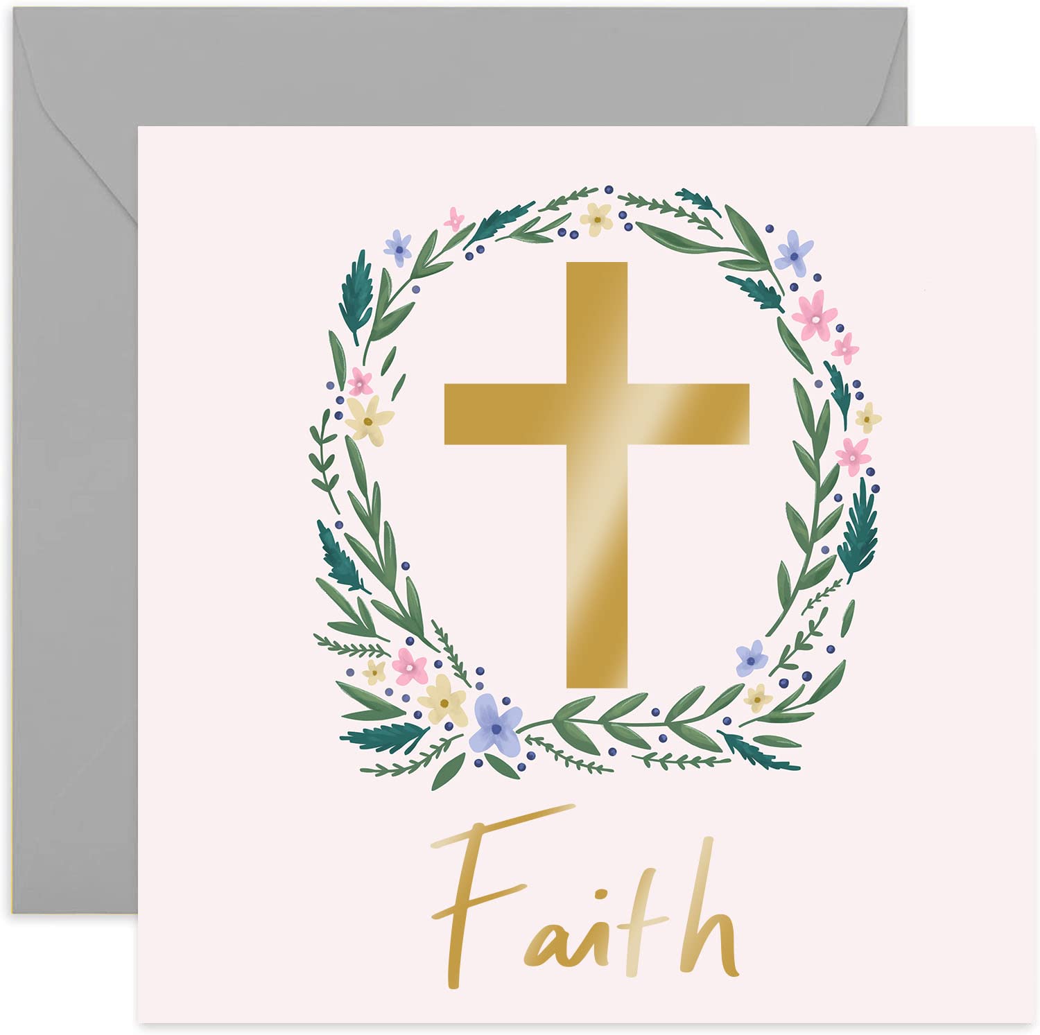 Amazon.com : Old English Co. Faith Reigious Card - Gold Foil Square ...